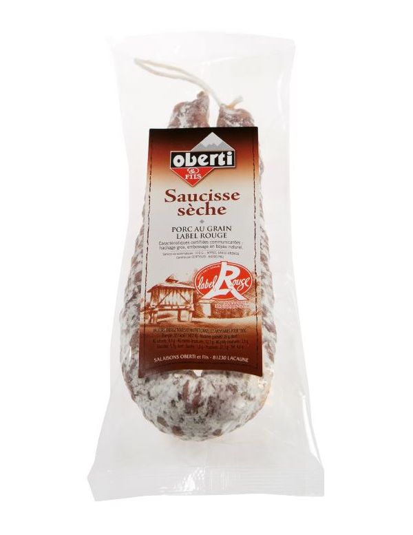 Saucisse sèche Label Rouge - Salaisons Oberti et Fils - jemangefrancais.com